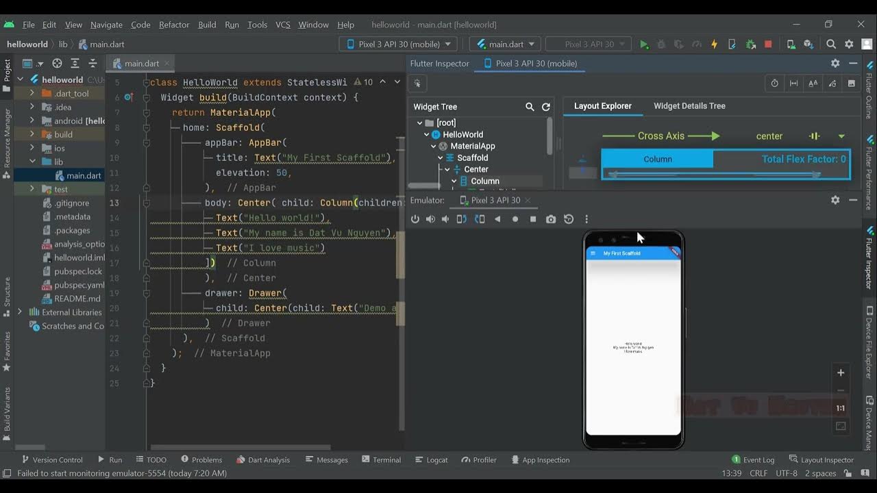 Learn Flutter By Example 6 Flutter Inspector And Center Widget Example P1 Youtube