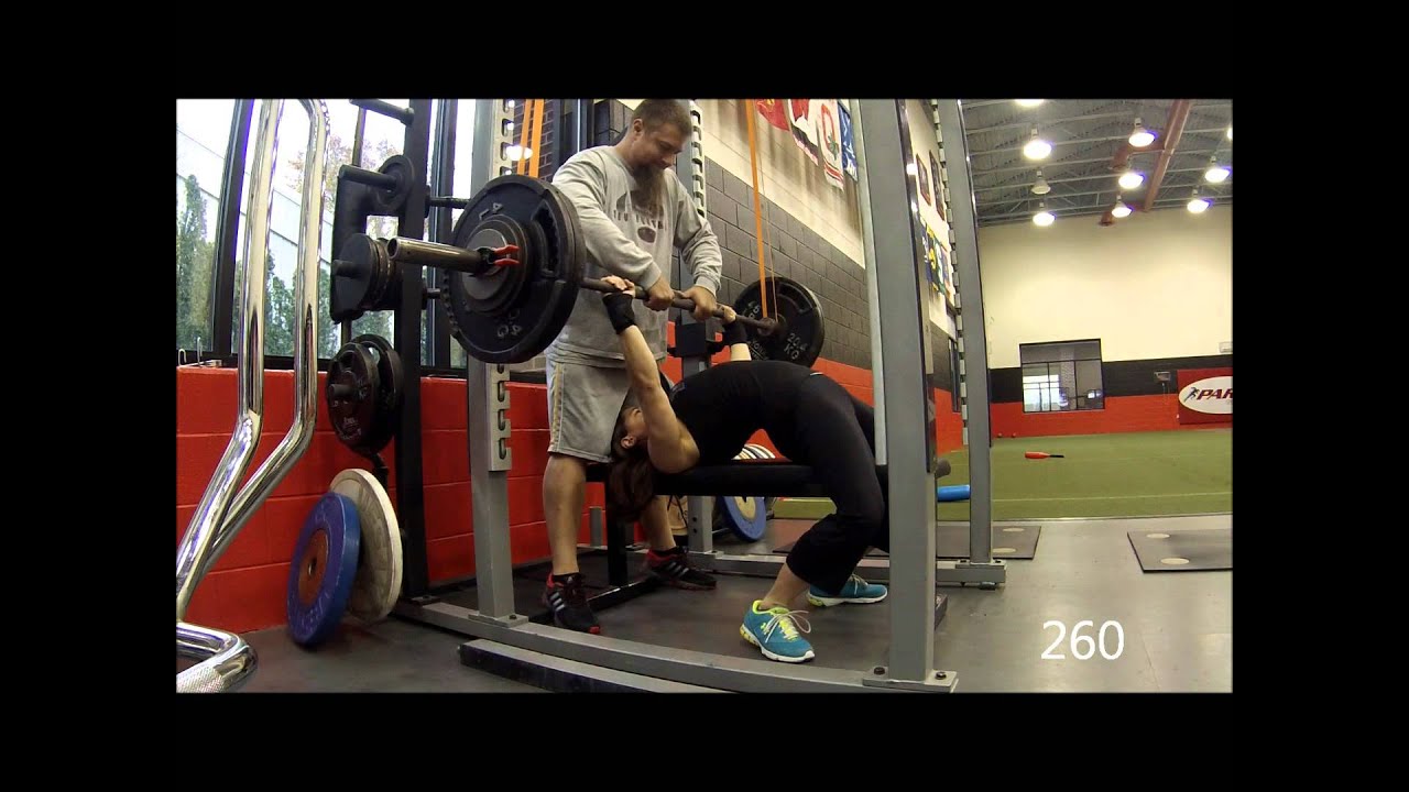 Julia Ladewski reverse band bench press - YouTube