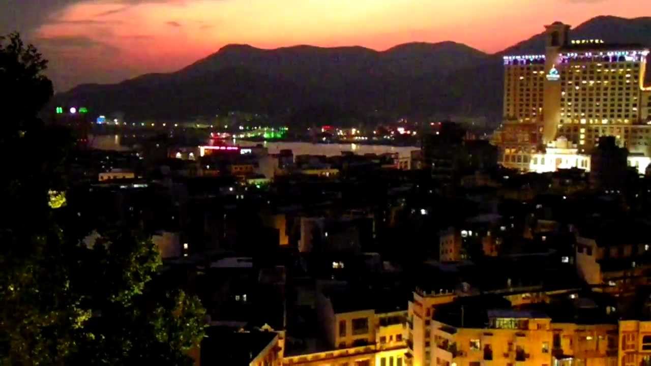 HD Beautiful Sunset Over City of Macau Taken From Fortaleza do Monte ...