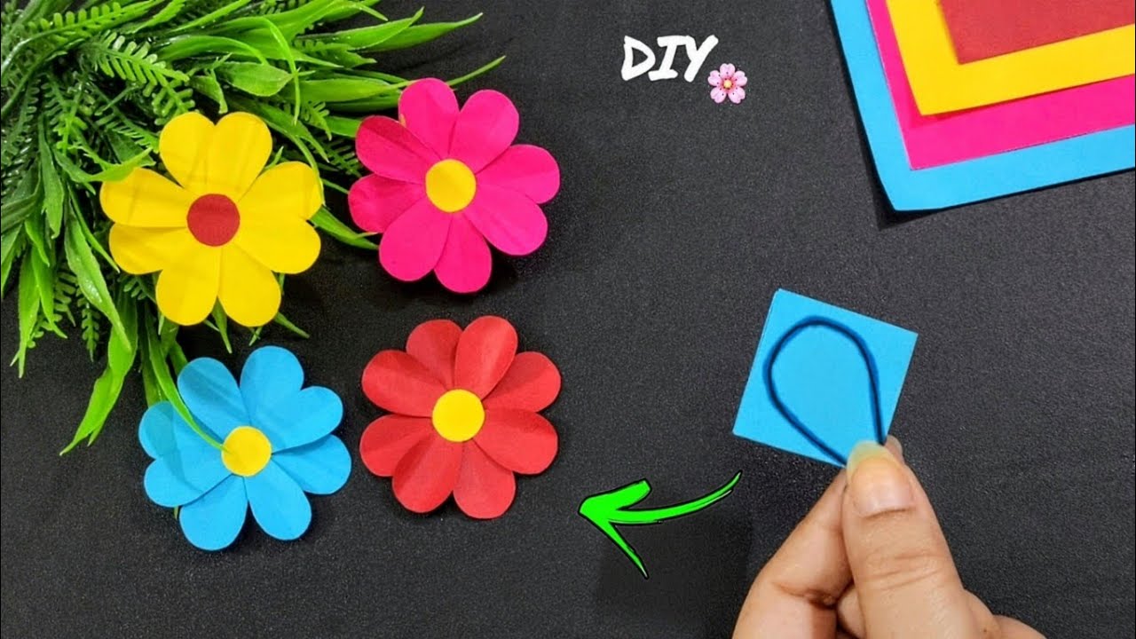 Very Easy Paper Flower Craft | Paper Flower Making Step By Step | DIY ...