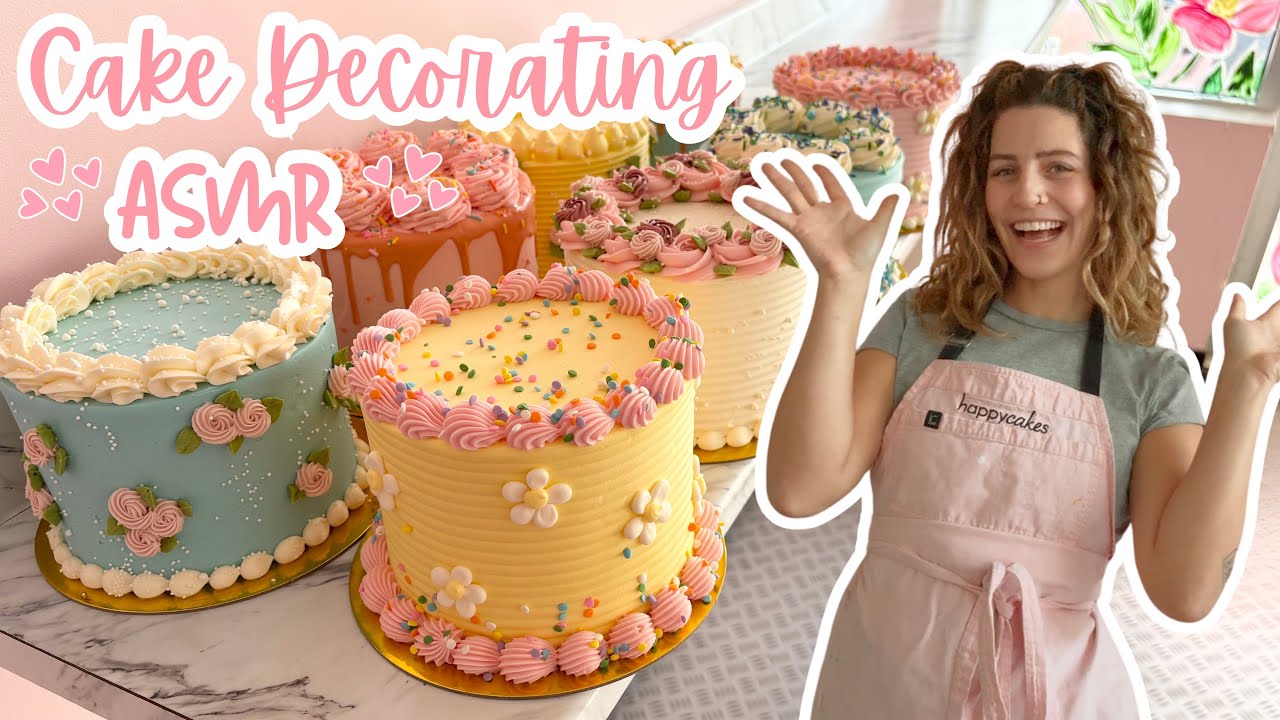 Satisfying Cake Decorating ASMR | 8 Cakes in 40 Minutes! | [No Talking ...