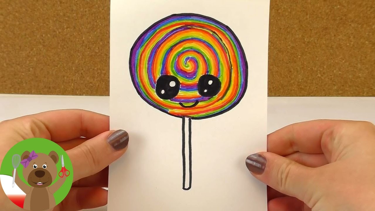 Malowanie & Rysowanie | tęczowy lizak w stylistyce Kawaii - YouTube