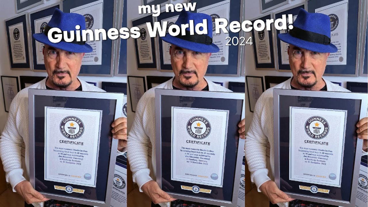New Guinness World Record! Most concrete blocks broken by Jumping back ...