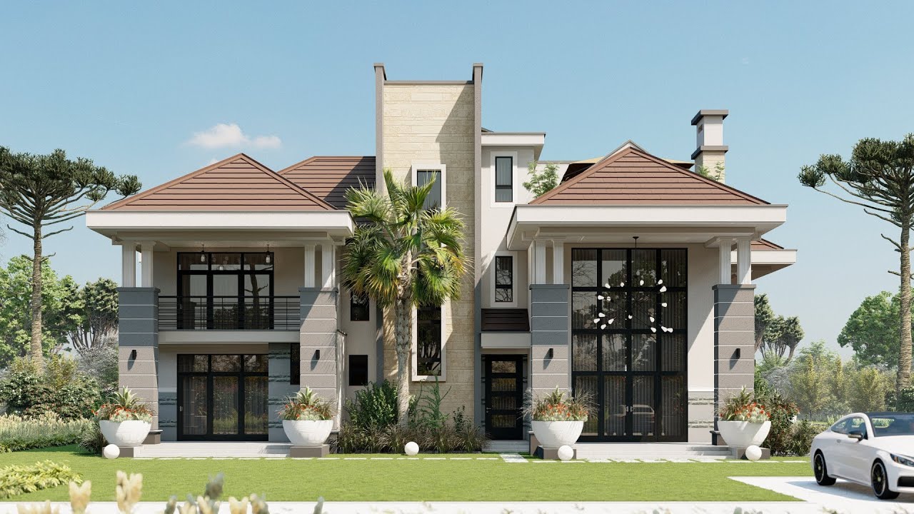 5-bedroom house design on a 100x100ft parcel of land - YouTube