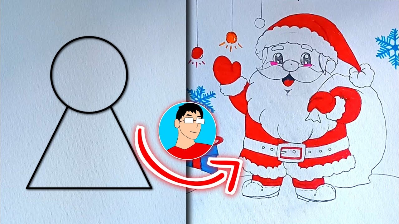 cute Santa Claus Drawing|| how to Draw Santa Claus easy|| Christmas ...