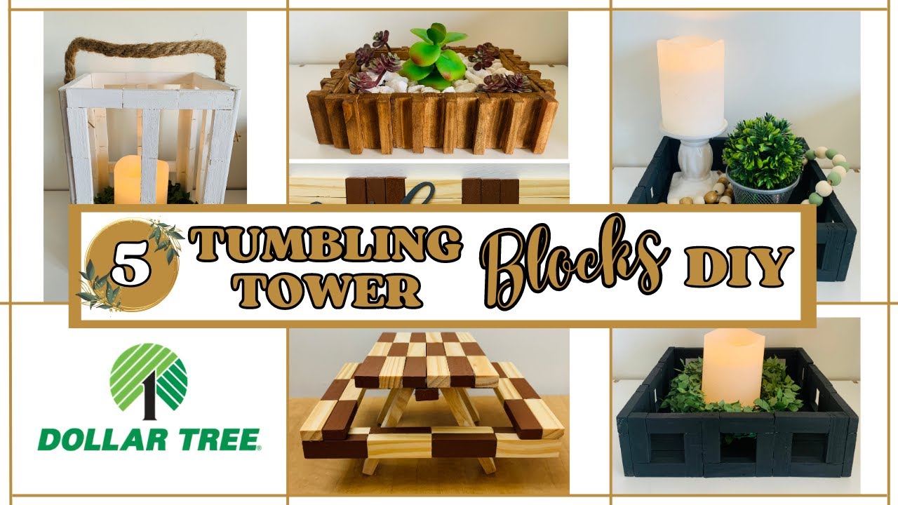 DOLLAR TREE TUMBLING TOWER BLOCKS HOME DECOR DIY IDEAS - YouTube