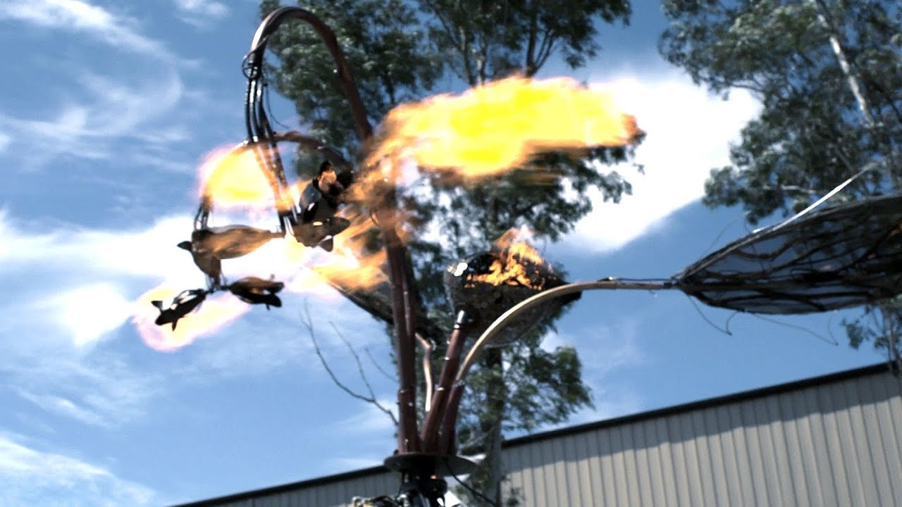 Fire Spewing Mechanical Art: Flaming Lotus Girls - YouTube