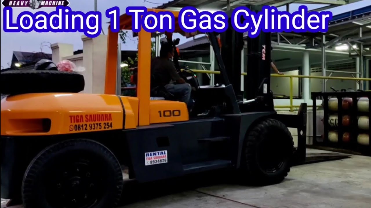 Forklift Loading 1 Ton Gas Cylinder - YouTube