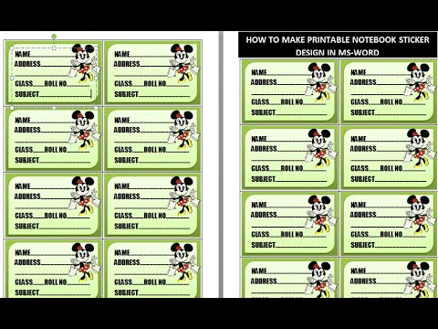 Notebook Sticker Design in MS WORD | notebook sticker in Ms word - YouTube