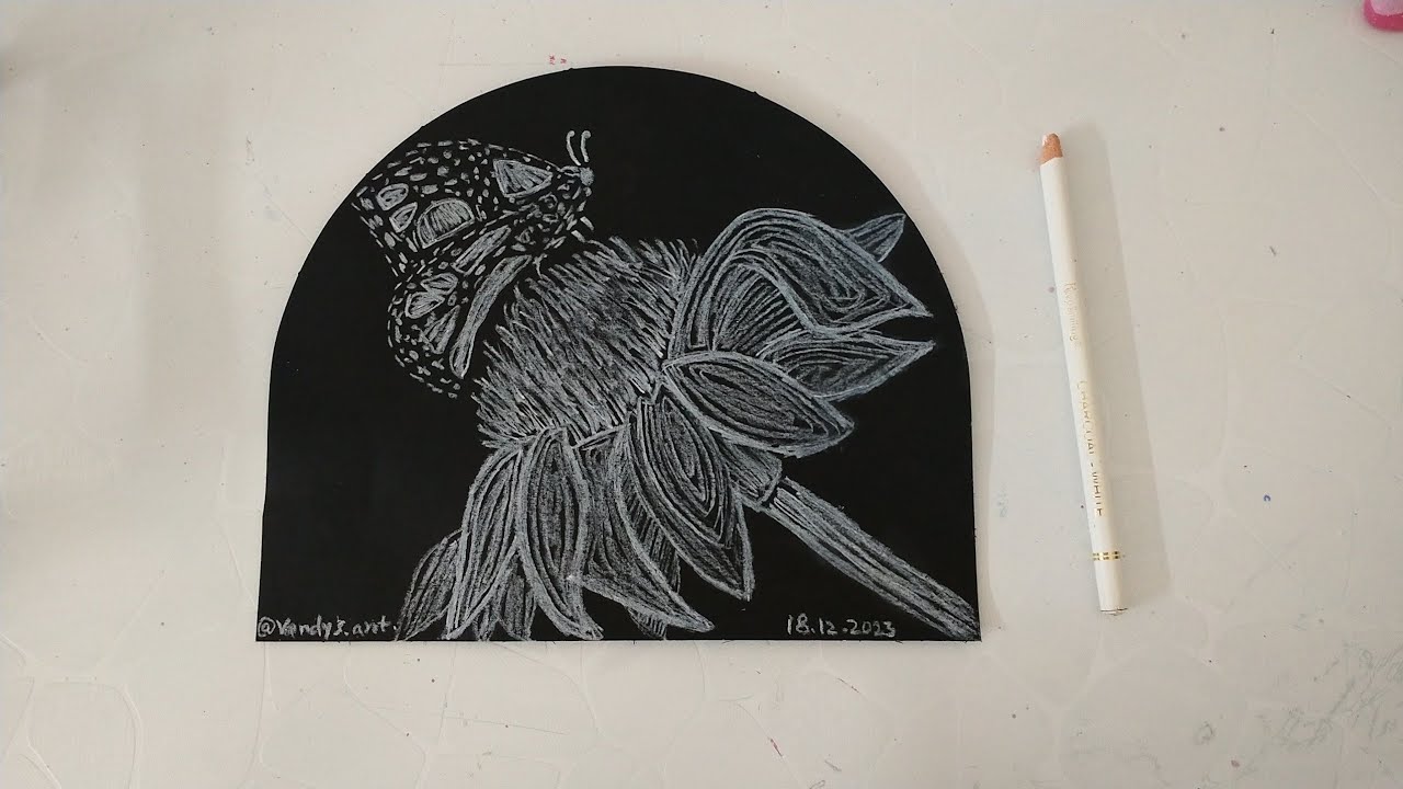 White charcoal sketching| Vandy's art - YouTube