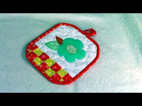 Flower Applique Pot Holder - very detailed instructions - YouTube