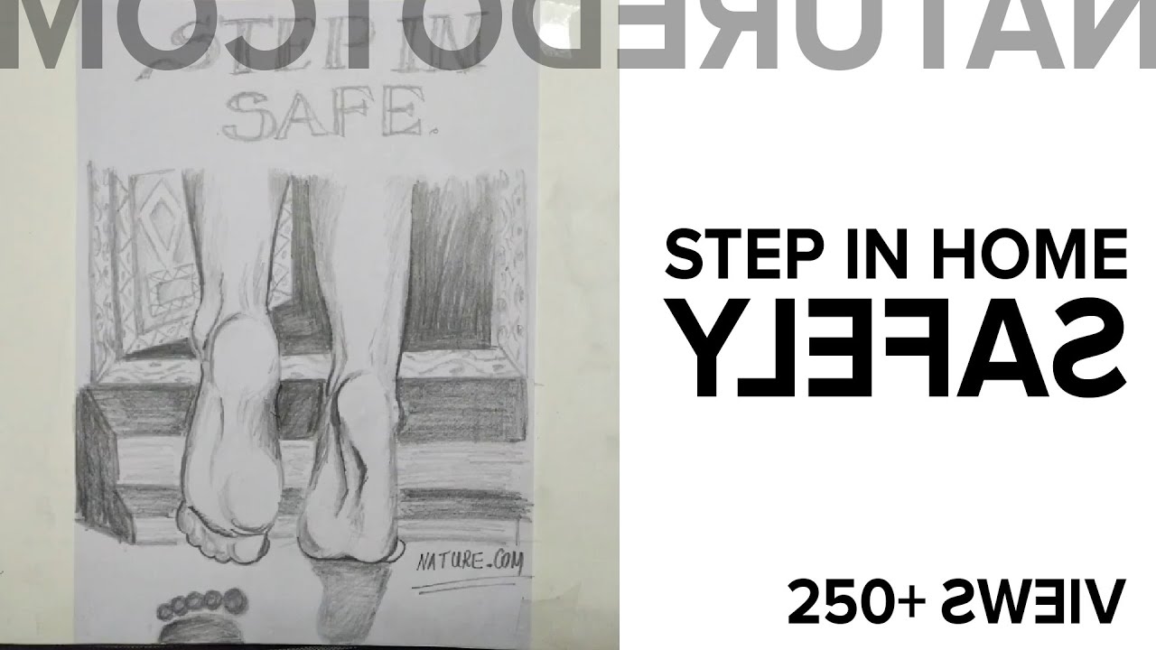 STEP IN HOME SAFELY/New Try on pencil drawing with REVERSE DRAWING/mind ...