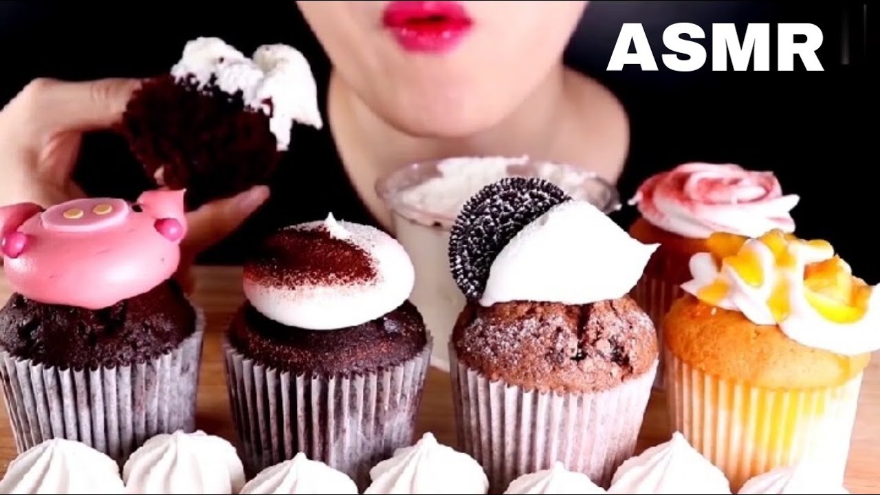 ASMR Muffin + Meringue Cookie Mukbang Eating sounds - YouTube