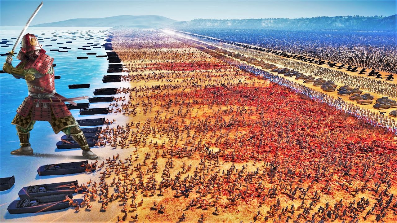 4,000,000 SAMURAI Landing vs MODERN ARMY Beach Defense - Ultimate Epic ...
