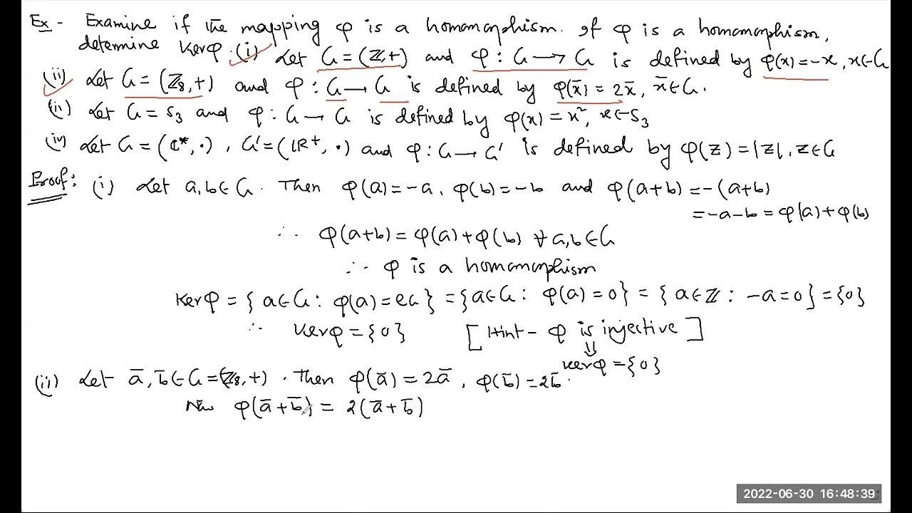 Lecture 22 || Solved Problems on Homomorphism || Group Theory 1|| - YouTube