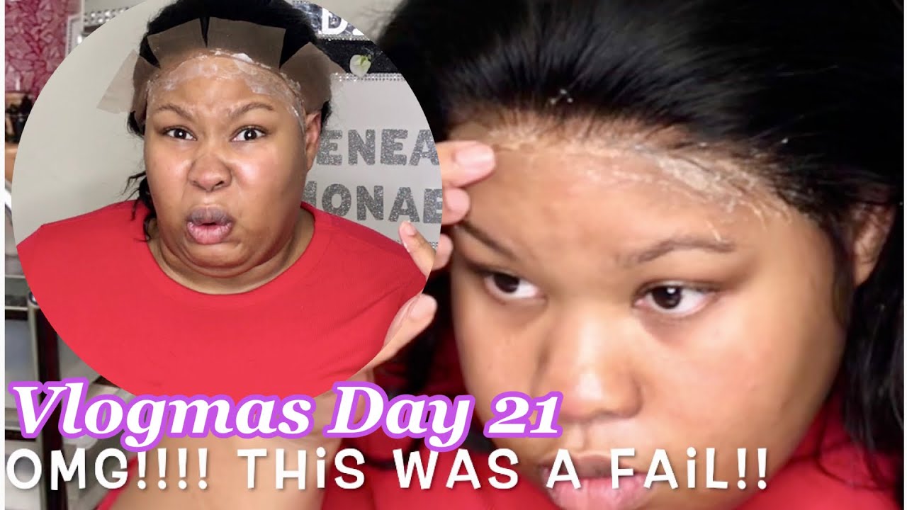 VLOGMAS DAY 21 | First Time installing lace frontal wig | EPIC FAIL ...