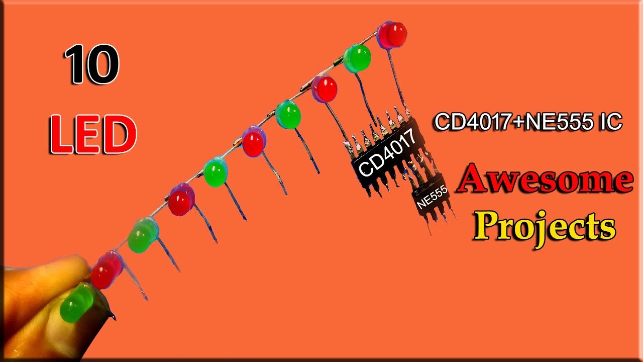 CD4017 & NE555 IC Awesome Projects | DIY Inventions | 10 LED Chaser ...