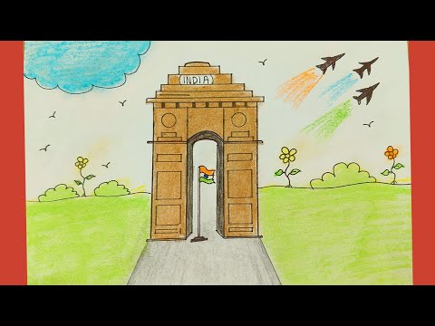 India Gate Drawing | How to Draw India Gate | Republic day drawing ...