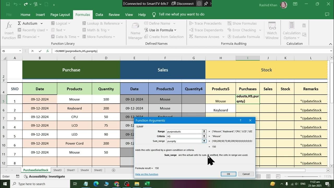 Purchase , Sales, Stock Register Solved Using Ms Excel 2019 - YouTube
