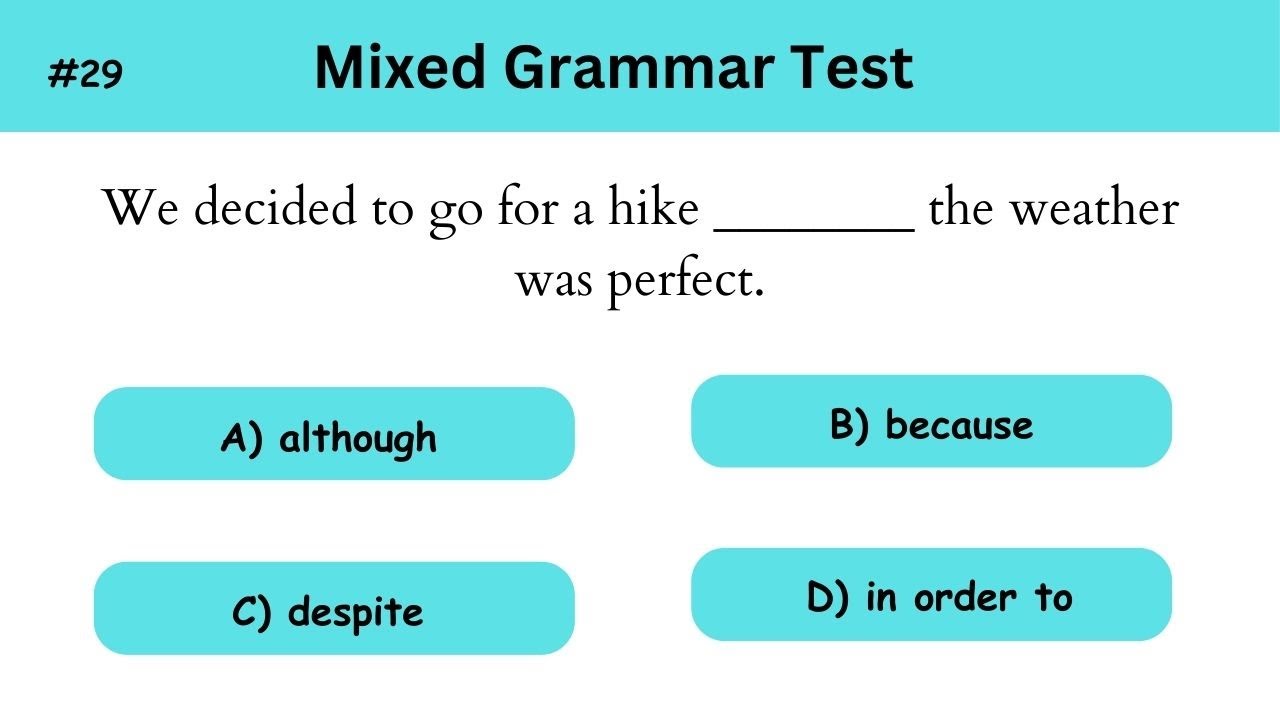 Test Your Knowledge | Grammar Quizzes | 20 Mixed Grammar MCQ Test with ...