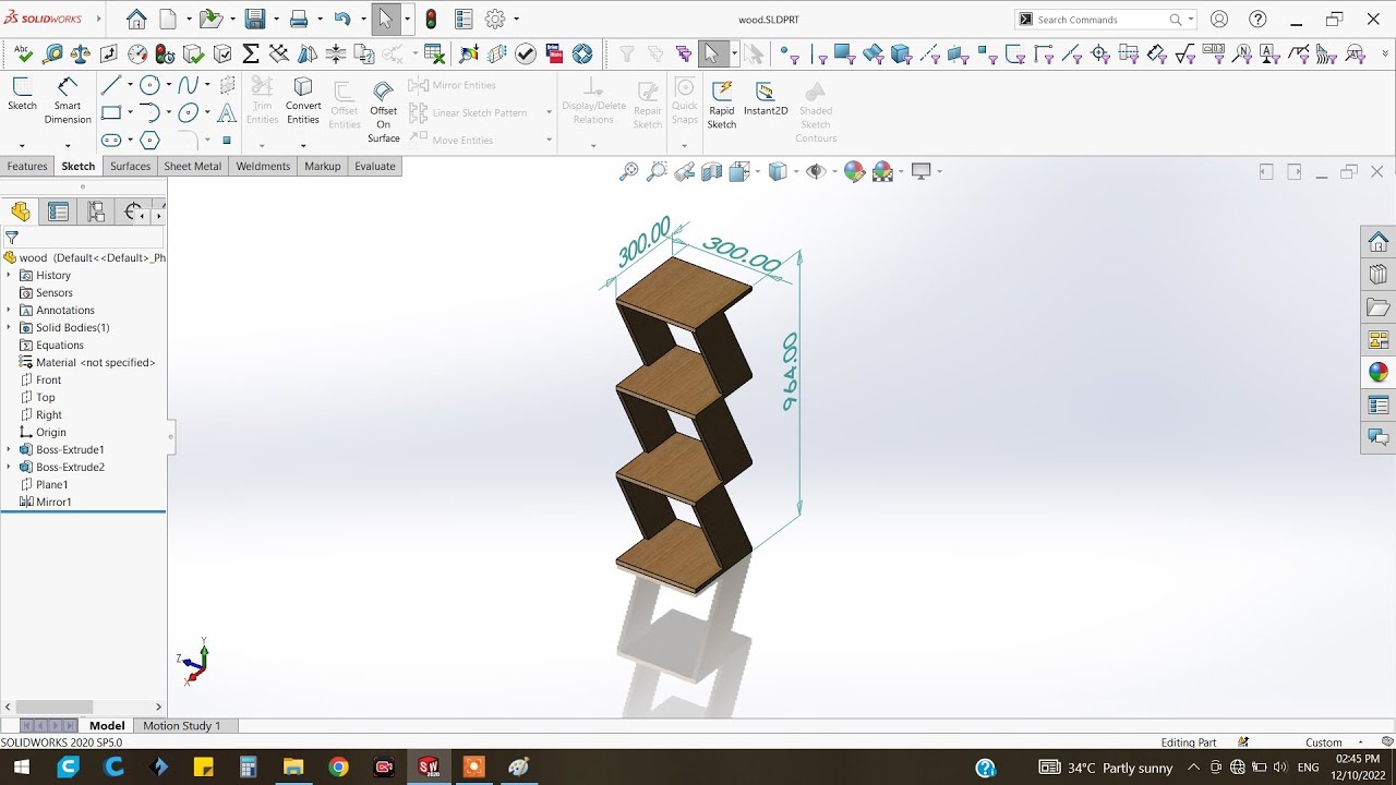 How to make wood shelf in Solidworks - YouTube