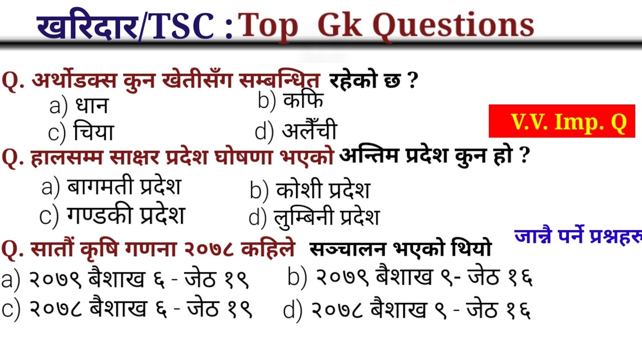 Kharidar important MCQ questions/kharidar First Paper MCQ questions ...