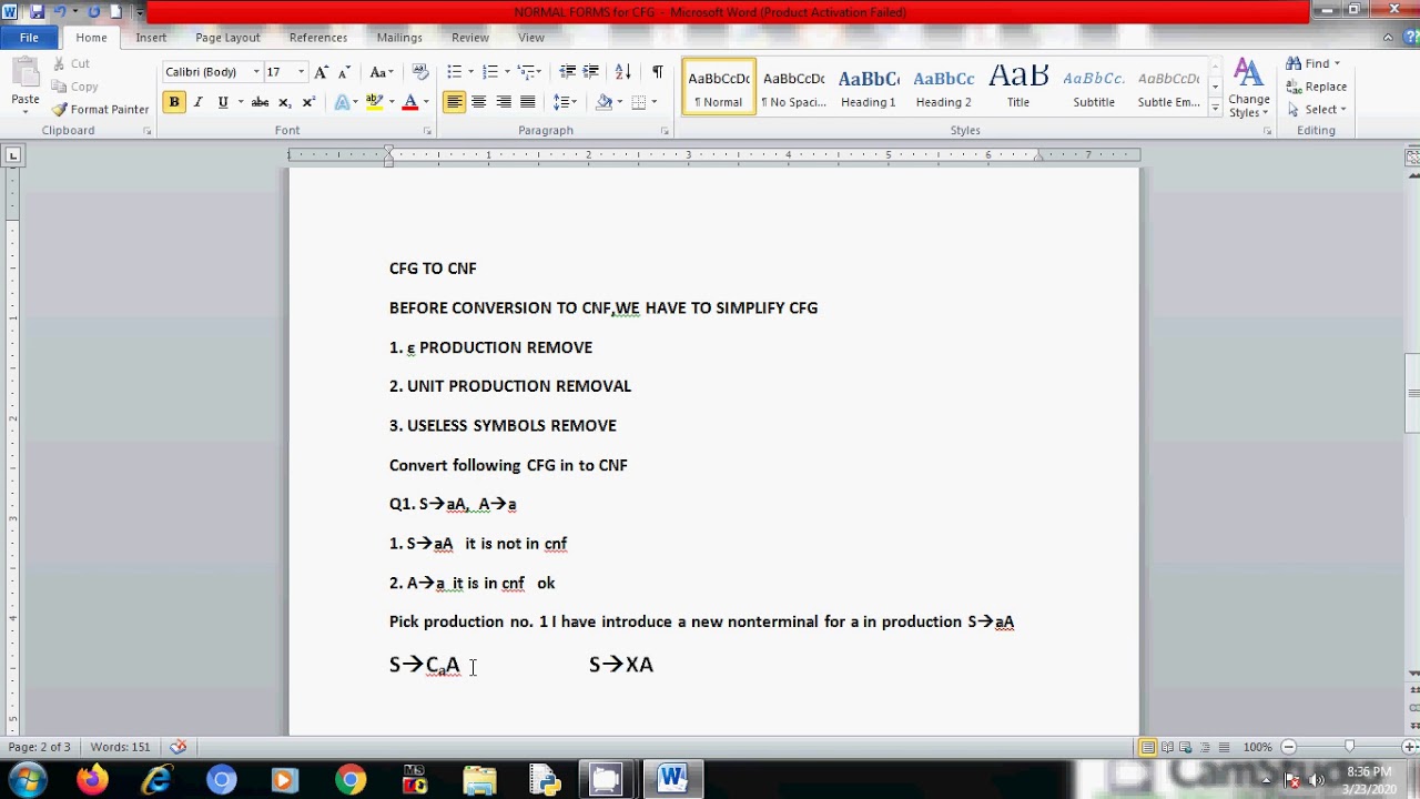 Problem 1 CFG to CNF - YouTube