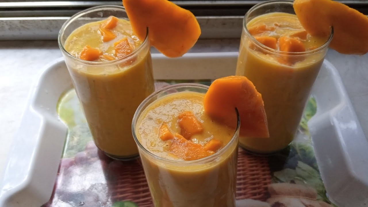 পাকাআমের টুকরো,ওটস আর দুধ দিয়ে বানানো একটি ড্রিঙ্কস রেসিপি/আমরেসিপি ...