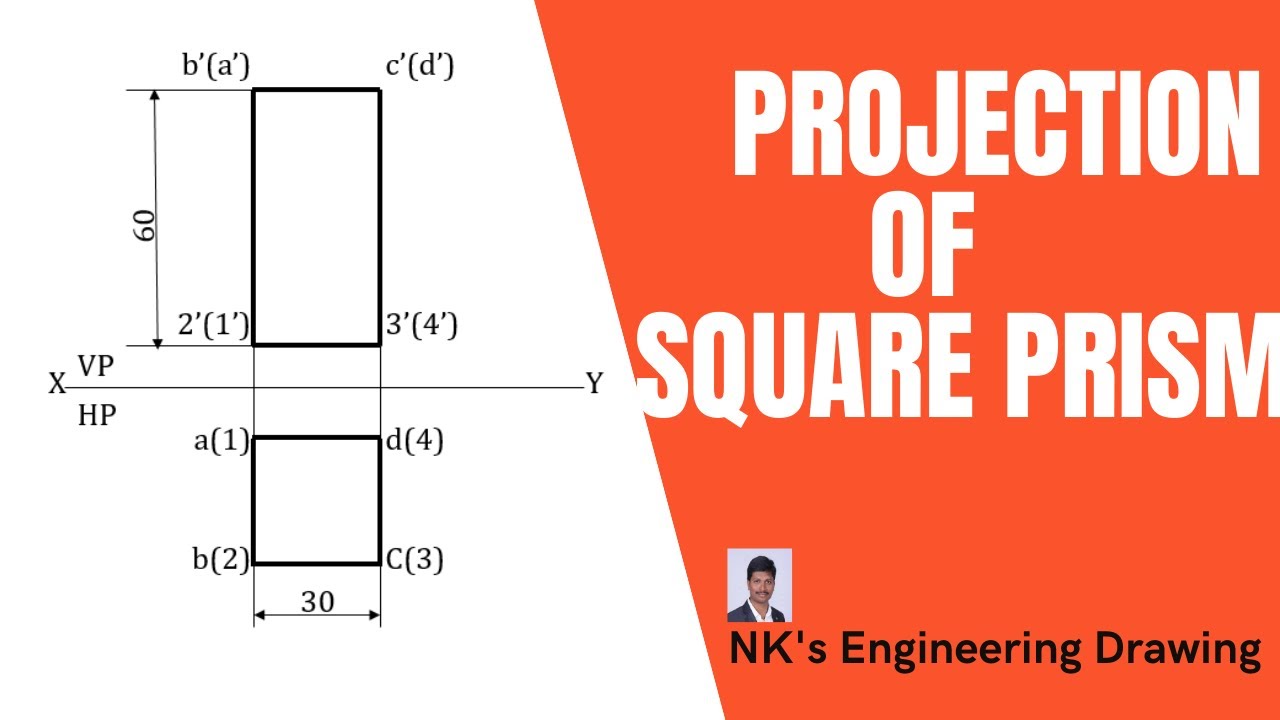 Square Prism @ Axis Perpendicular To HP and Parallel to VP - YouTube