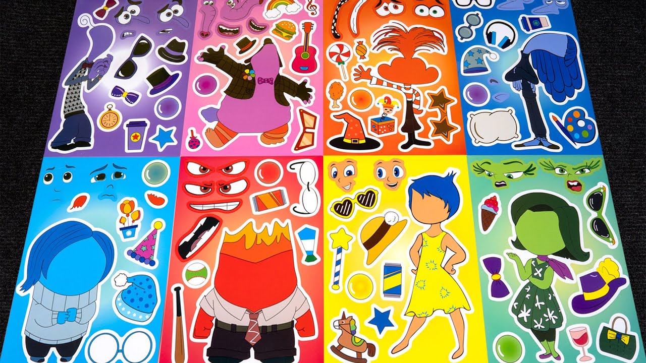 INSIDE OUT 2 STICKER BOOK MAKEOVER 🧠 | EMOTIONAL STICKER FUN WITH JOY ...