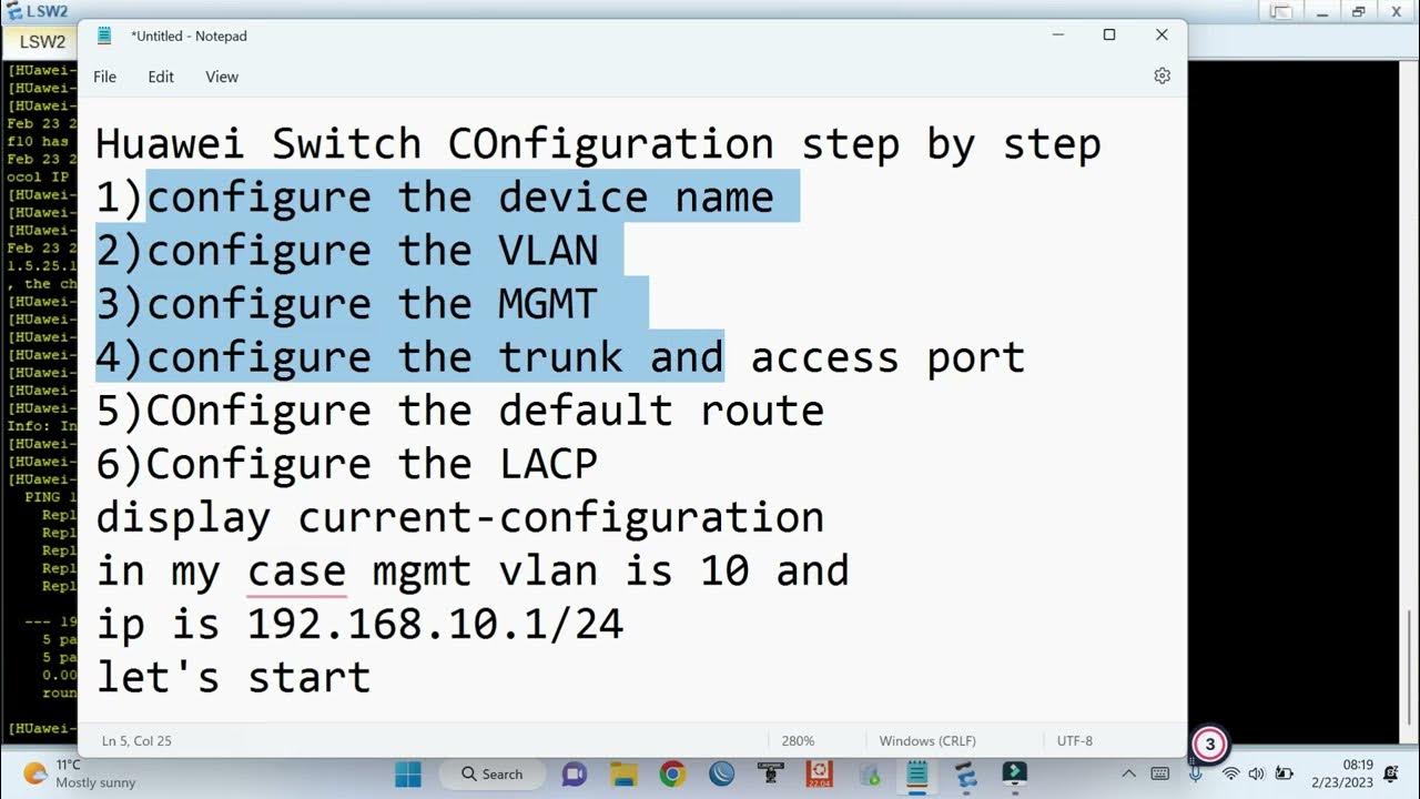 Huawei switch configuration step by step - YouTube