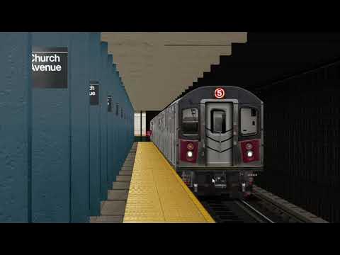 OpenBVE Quickie: Manhattan Bound R142 5 Train Arrives And Departs At Church Avenue - YouTube