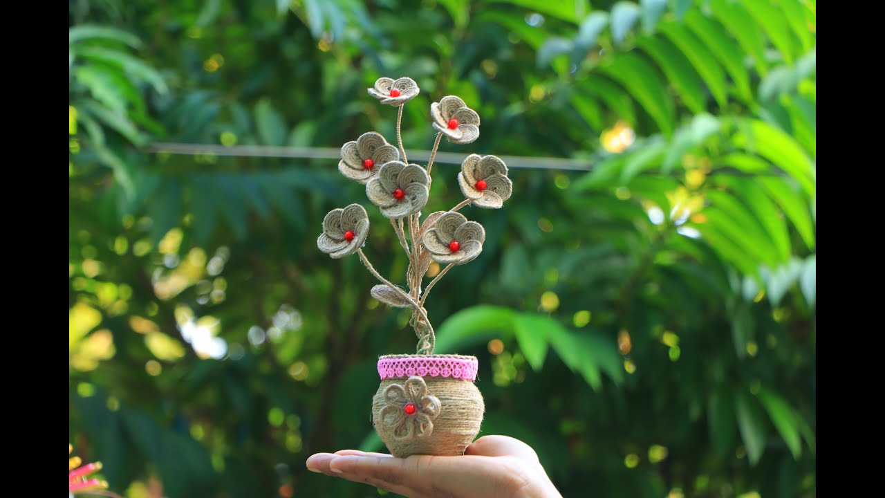 Handcrafted Jute Floral Vase: DIY Tutorial | Stunning Jute Flowers ...