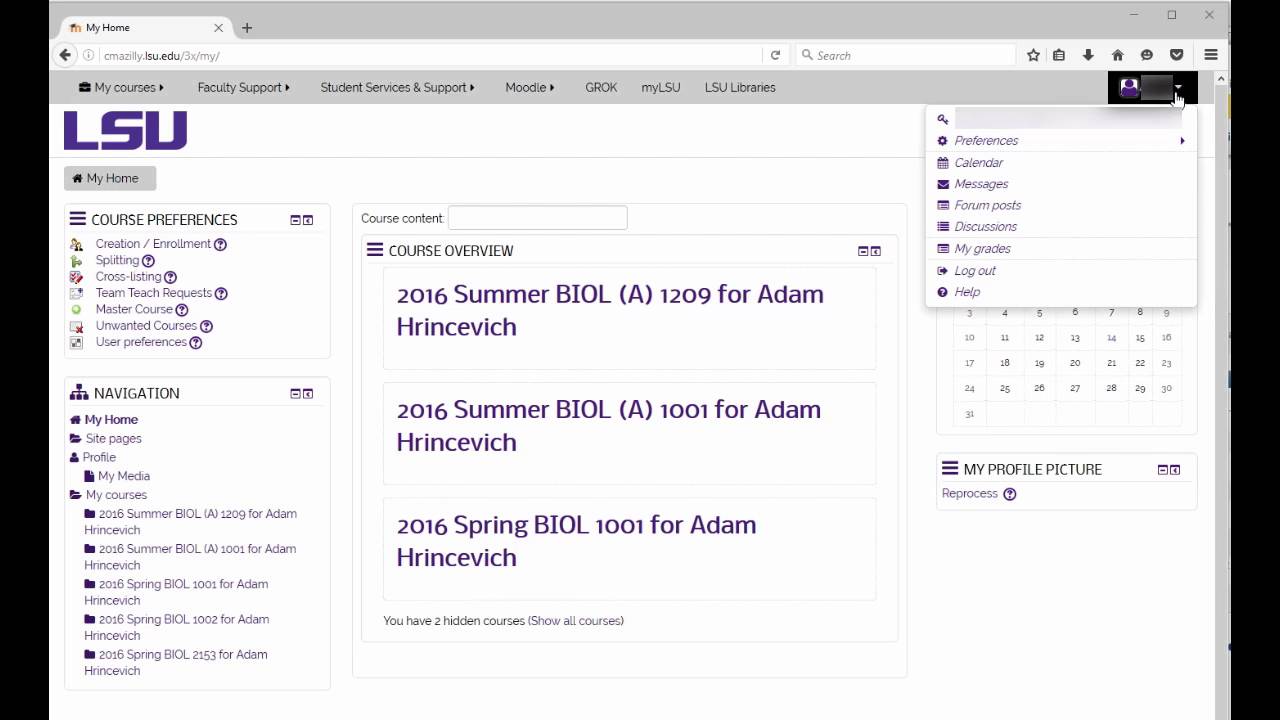 Moodle 3: My Home Page Tour - YouTube