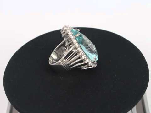 Large Blue Obsidian Ring - 18k White Gold, .925 Sterling Silver Ring ...