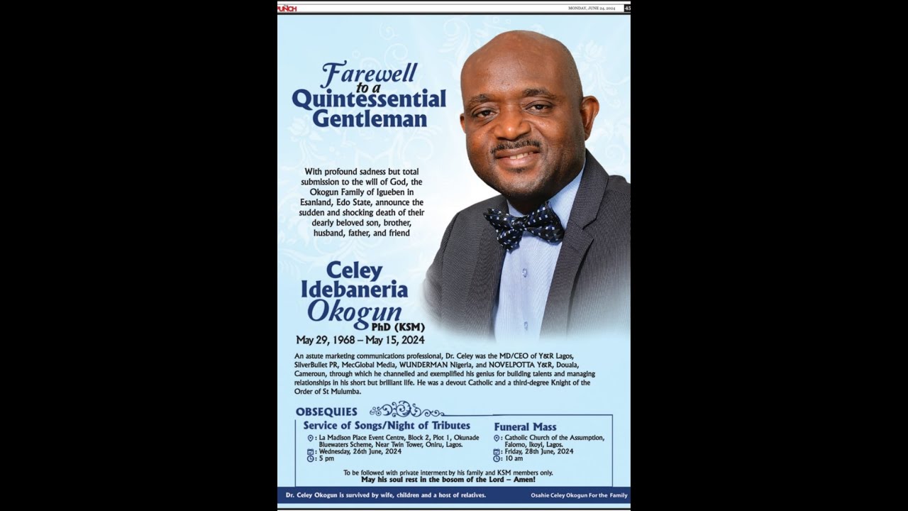 SERVICE OF SONG / NIGHT OF TRIBUTES || CELEY IDEBANERIA OKOGUN (PHD ...