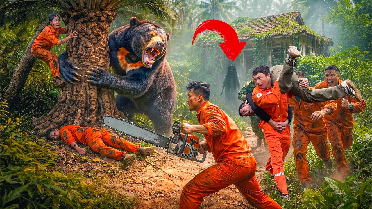 Giant Sun Bear Attacks in Abandoned Village | Chainsaw Escape Turns ...