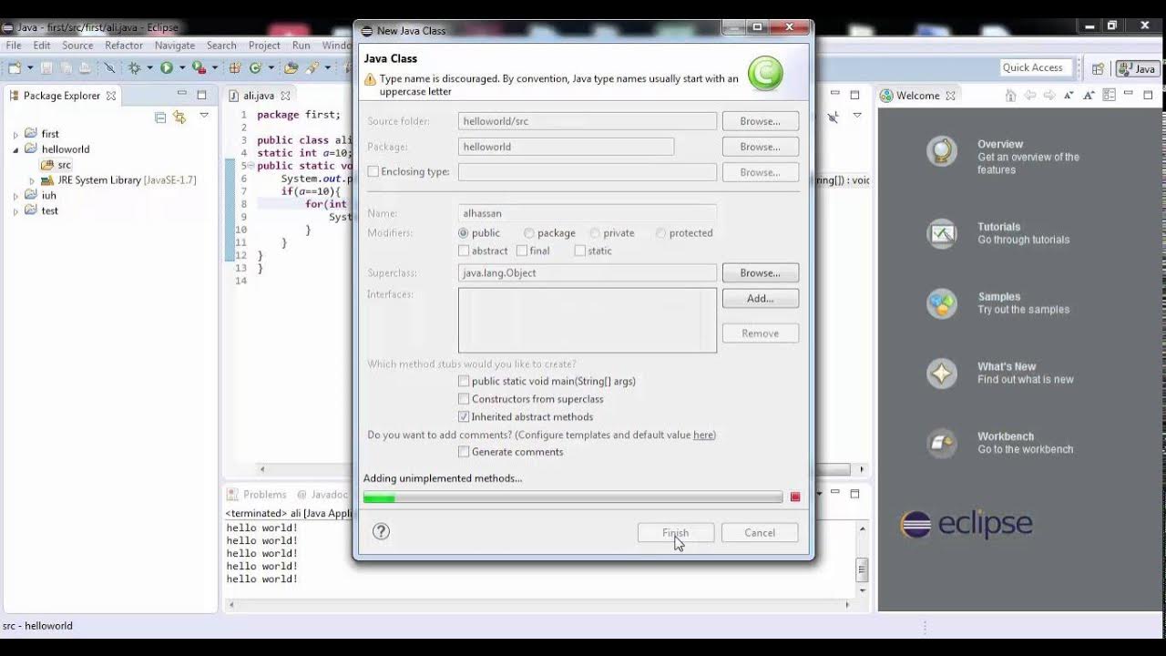 hello world eclipse java درس - YouTube