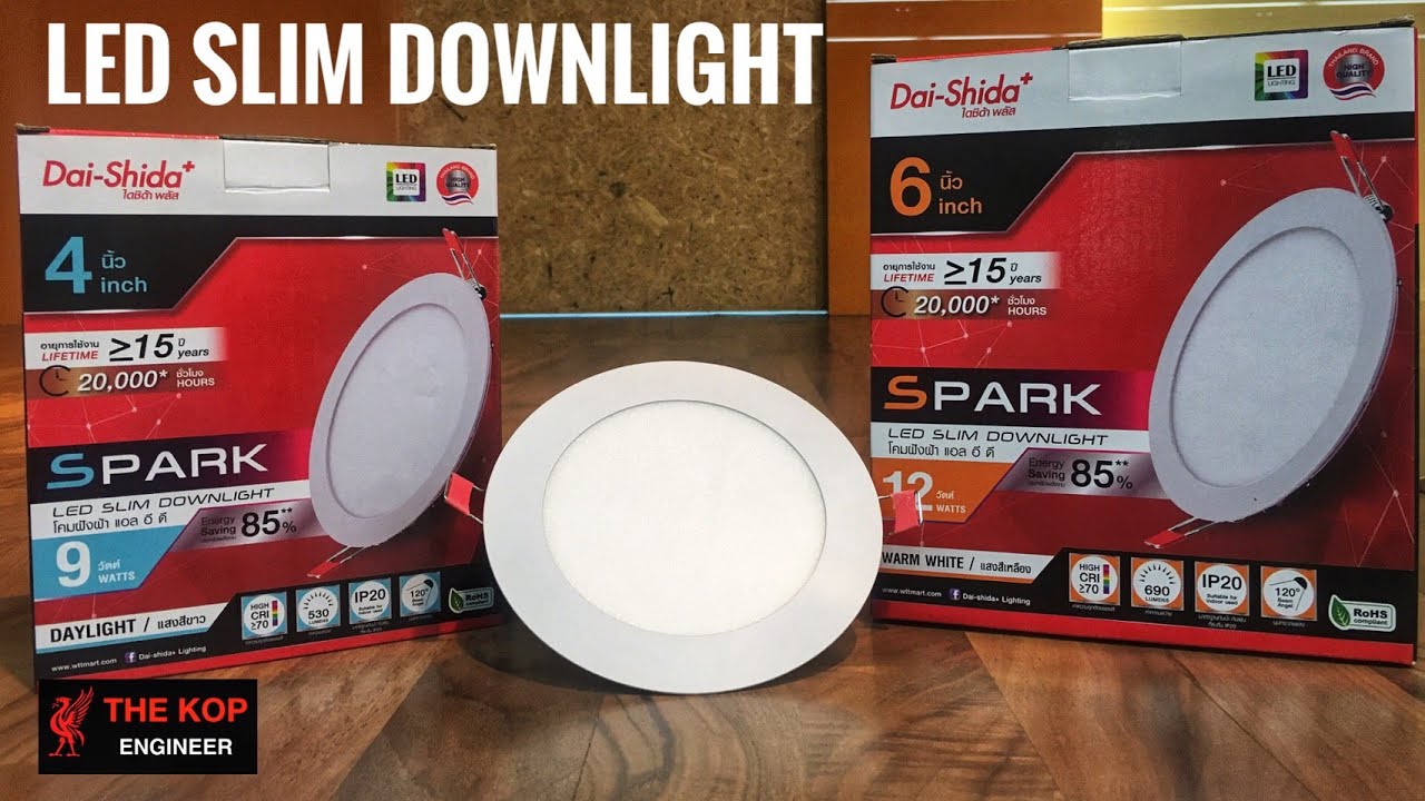 LED Slim Downlight ( แบบกลม ) แบรนด์ Dai-Shida plus พร้อมวิธีติดตั้ง ...