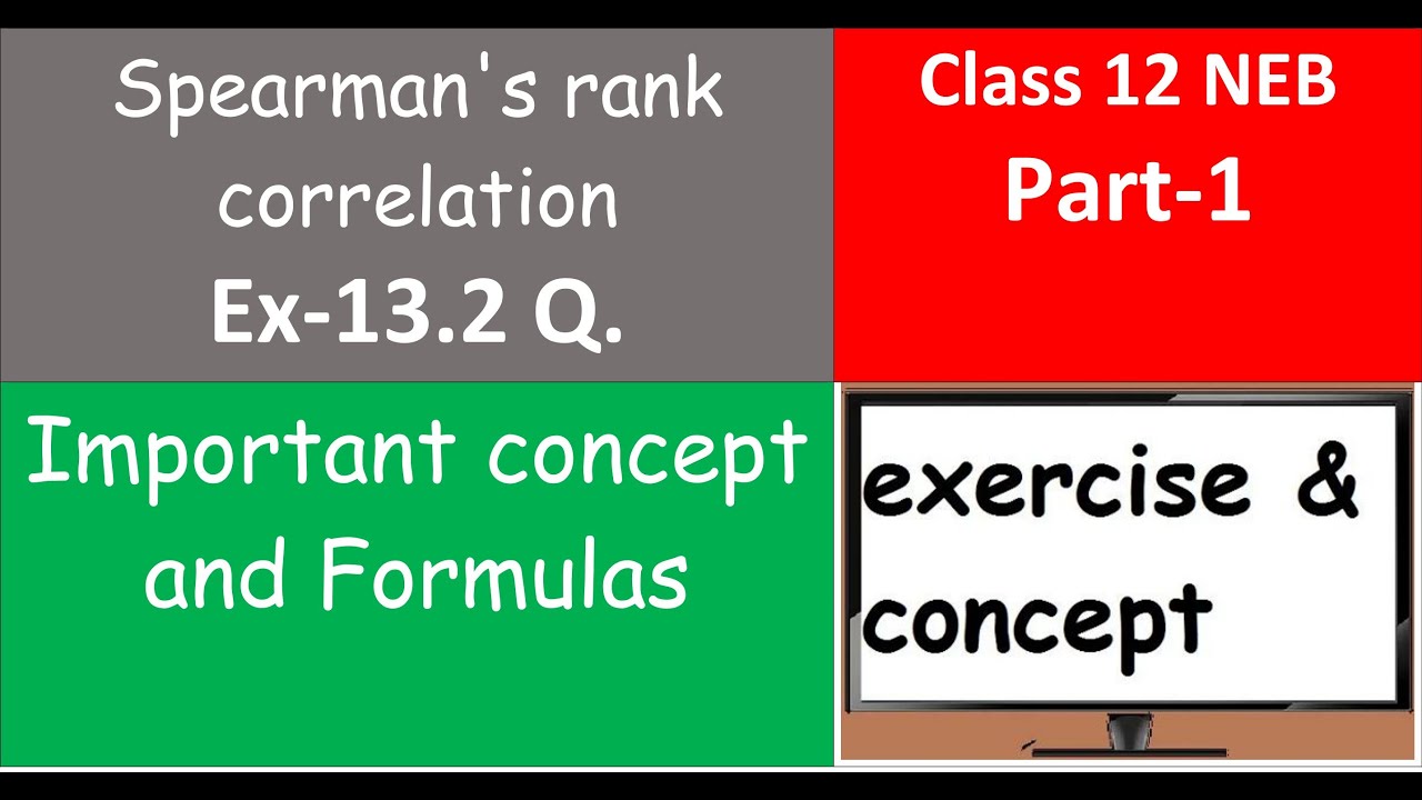 Rank correlation Important concept and Formulas Part 1, Spearman's rank ...