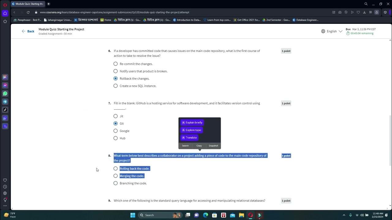 Module Quiz: Starting the Project Coursera | Database Engineer Capstone Meta - YouTube