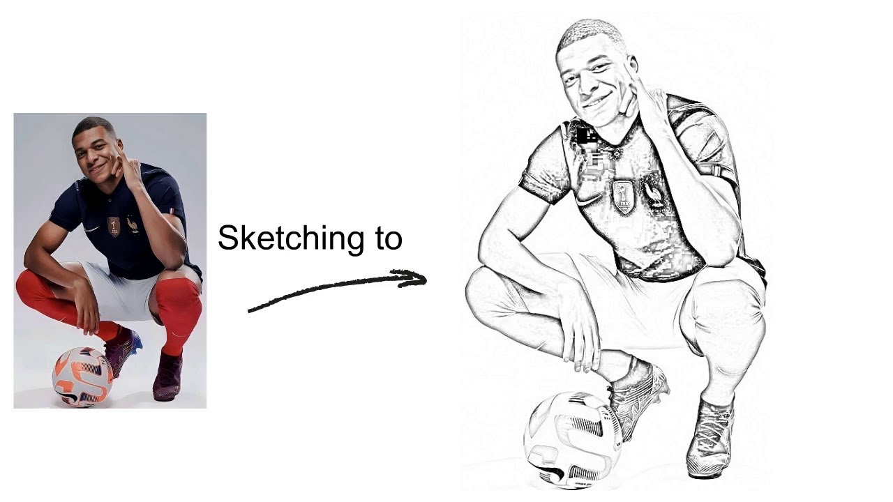 Sketch the photo of Kylian Mbappé | Kylian Mbappé | Drawing and ...