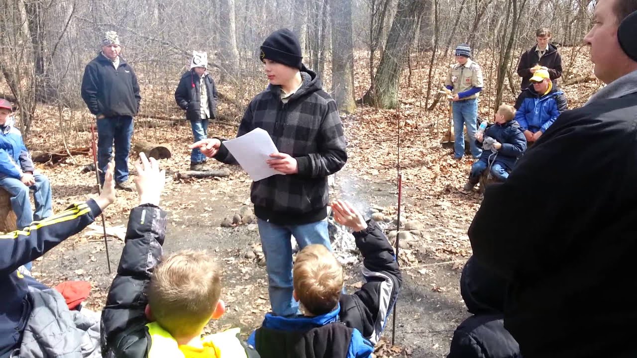 Austin teaching Cub Scouts about fire building - YouTube