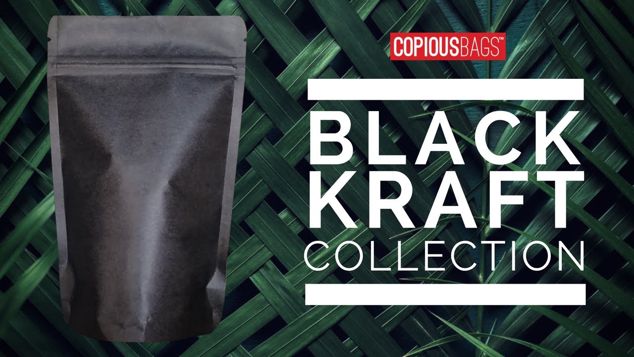 Black Kraft Stand Up Pouches | Black Kraft Bags | Copious Bags® - YouTube