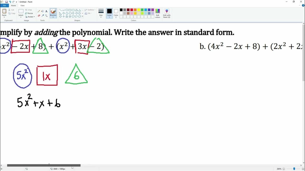Simplify by adding the polynomial. #7 - YouTube