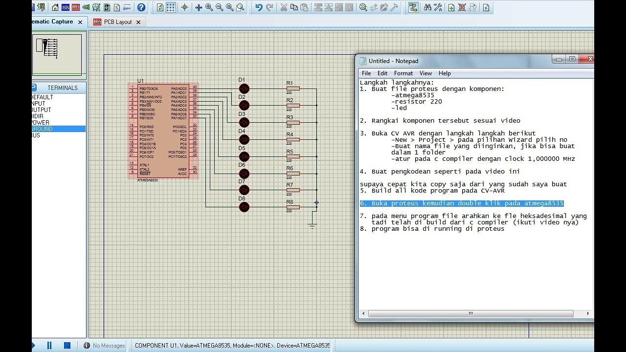 Tutorial Simulasi Running LED pada Proteus dengan CV AVR - YouTube