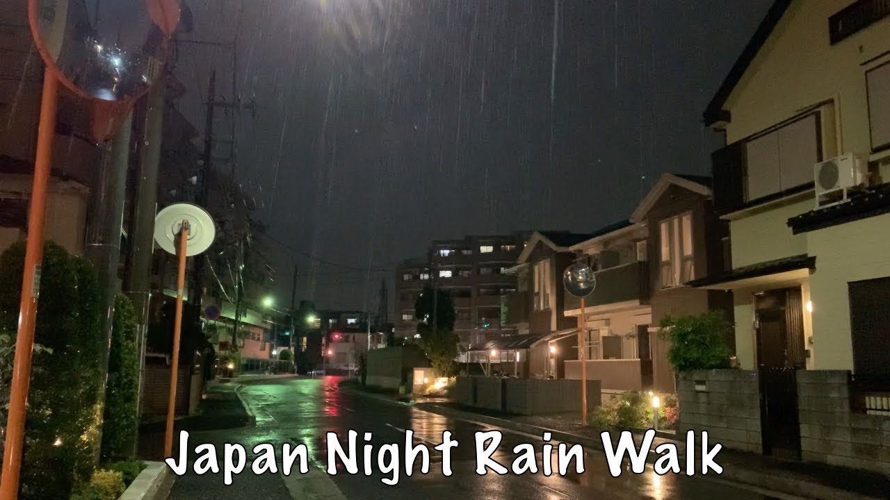 Japan Night Rain Walk 2020.04.13 ASMR Ambient Sound Sleep Meditate ...