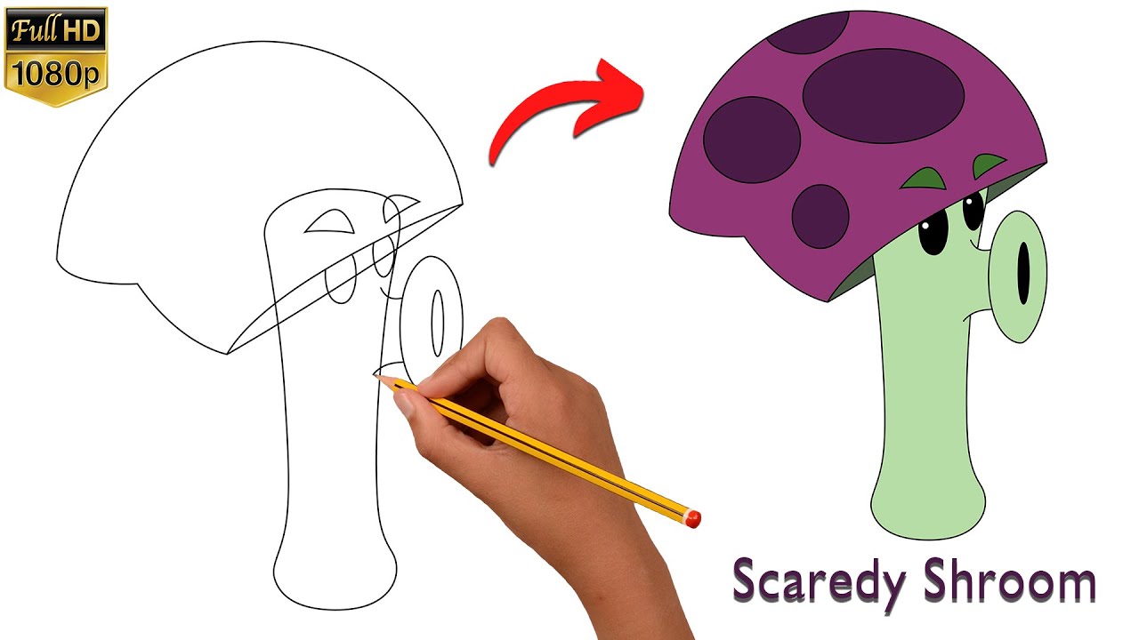 How to Draw Scaredy Shroom | Plants vs Zombie - YouTube