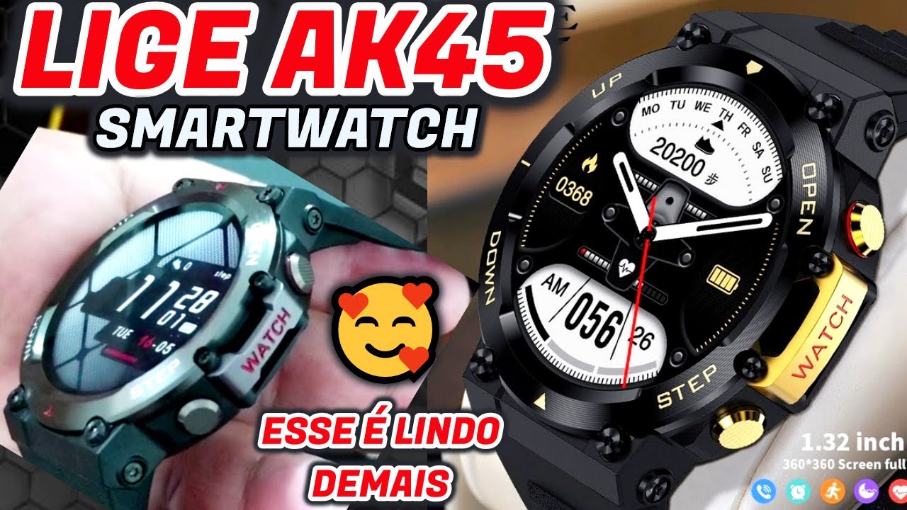 LIGE AK45 SMARTWATCH FAST REVIEW ! ELE É LINDÃO e ESTILOSO ! Primeiras ...