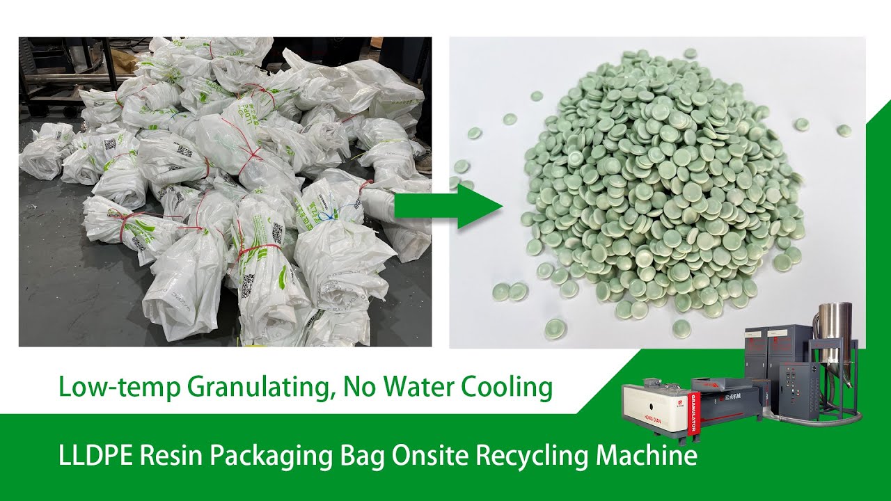 LLDPE Resin Packaging Bag Onsite Recycling Granulator Machine - YouTube